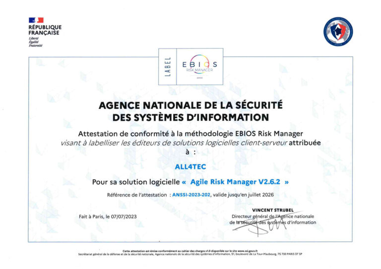Agile Risk Manager - EBIOS RM - Logiciel EBIOS Risk Manager - ALL4TEC