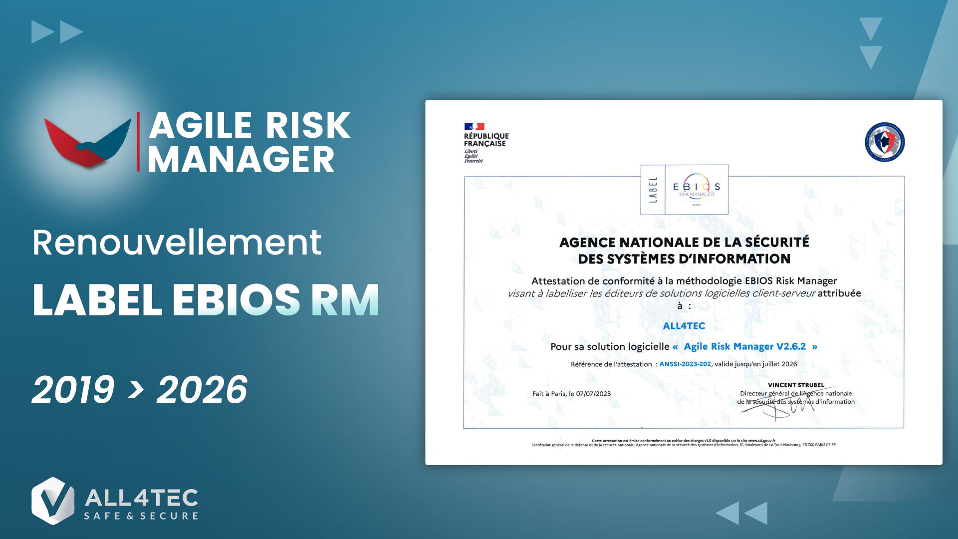 Agile Risk Manager : Renouvellement du label EBIOS RM (2023) - ALL4TEC
